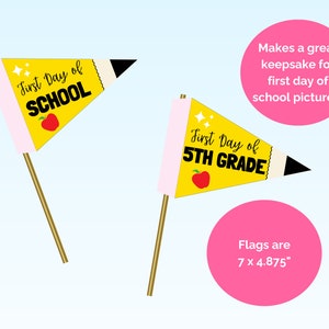 First Day of School Pennant Flags, Printable Back to School Flags, 1st ...