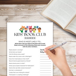 Kids Book Club Who is Most Likely Game, Kids Book Club Icebreaker Game ...
