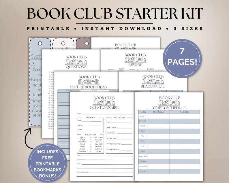 Book Club Starter Kit, Book Club Planner, Book Club Organizer Kit, Book ...
