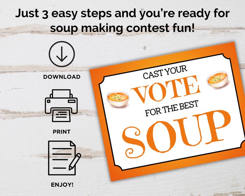 Soup Cook-off Contest Kit, Soup Contest, Souper Bowl, Soup Competition ...