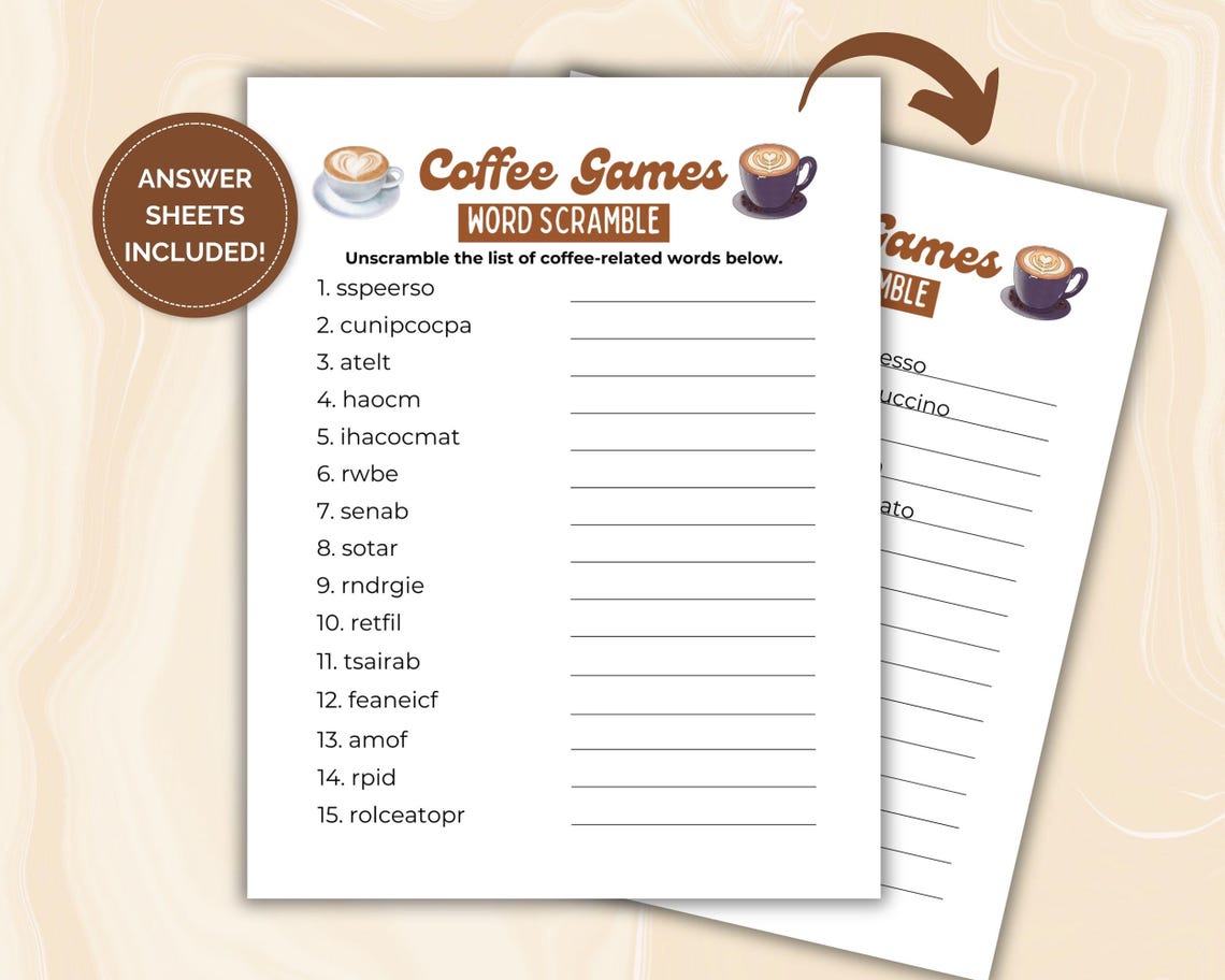 Coffee Games, Coffee Shop Games, Coffee Lover Games, Coffee Activities ...