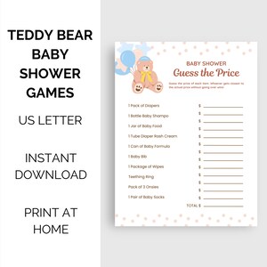 Teddy Bear Baby Shower Games, Teddy Bear Baby Shower Game Bundle, Teddy ...