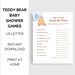 Teddy Bear Baby Shower Games, Teddy Bear Baby Shower Game Bundle, Teddy ...