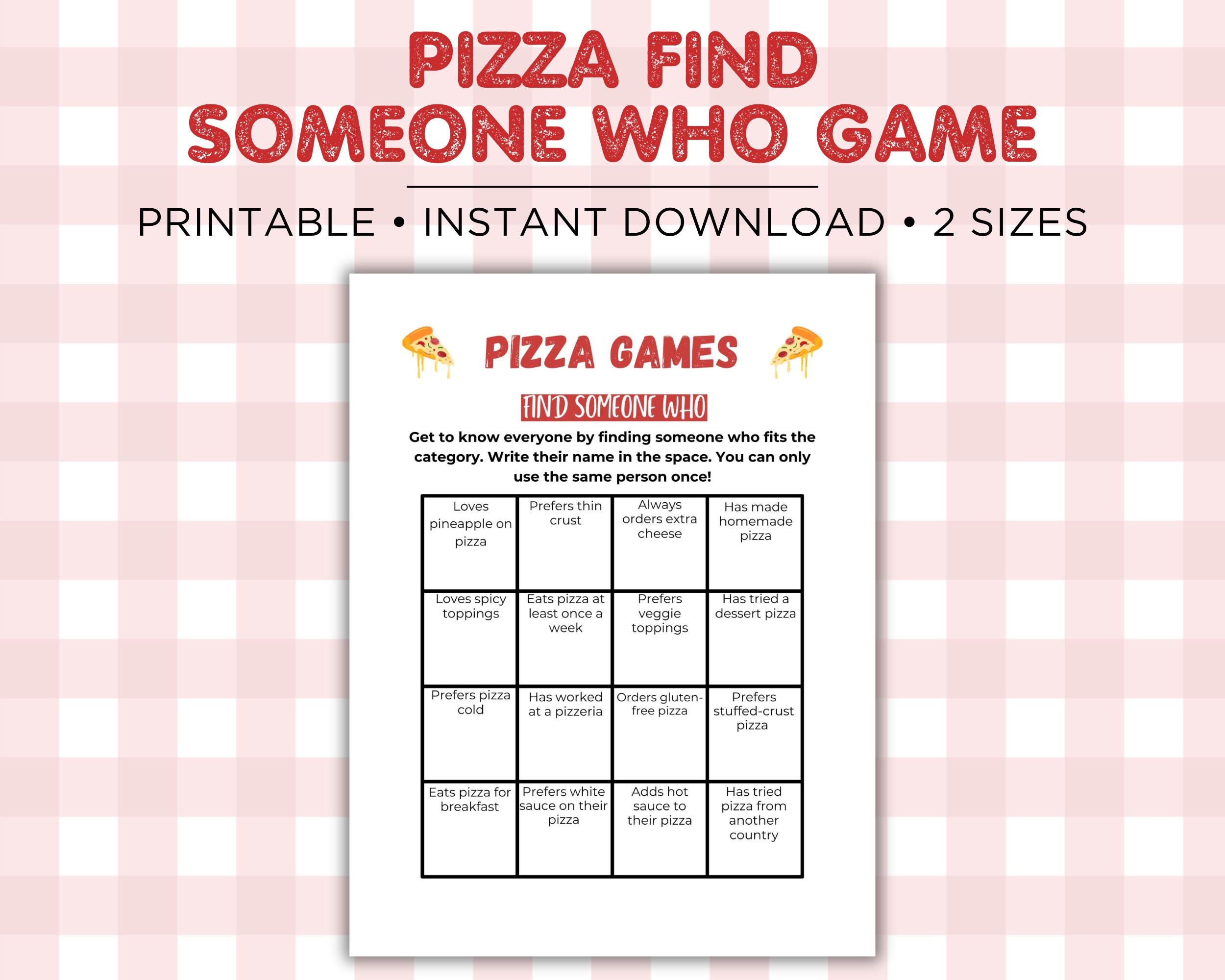 Pizza Find Someone Who Game, Pizza Find the Guest Bingo, Printable ...