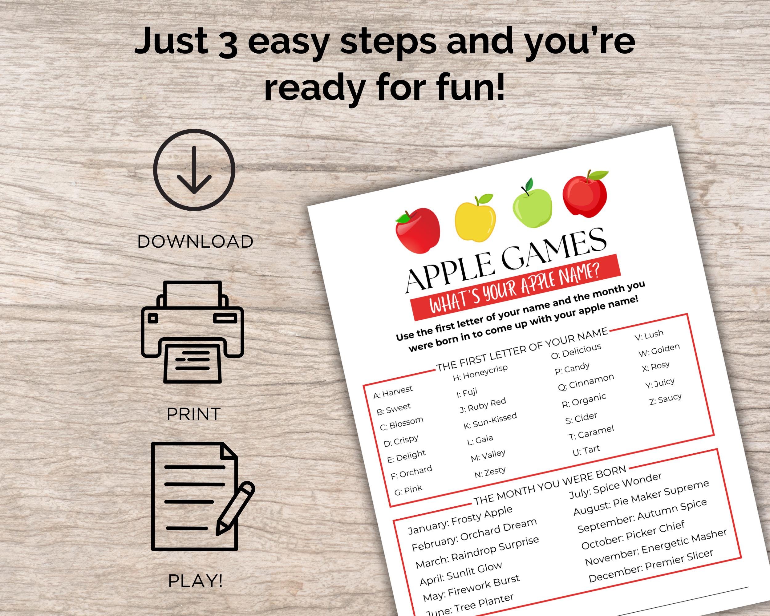 What's Your Apple Name, Apple Name Game, Apple Name Activity, Apple ...