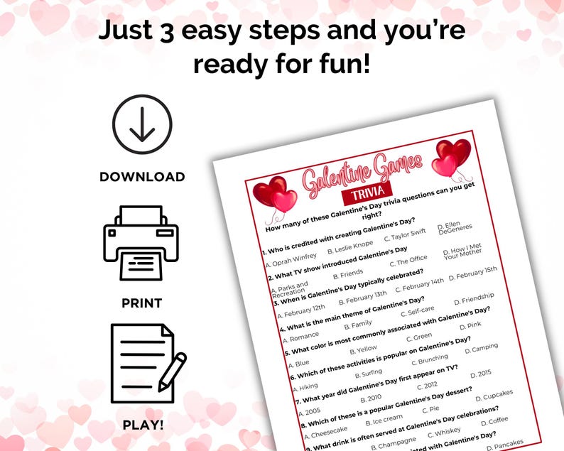 Galentine's Day Trivia, Galentines Trivia, Galentine Day Trivia ...