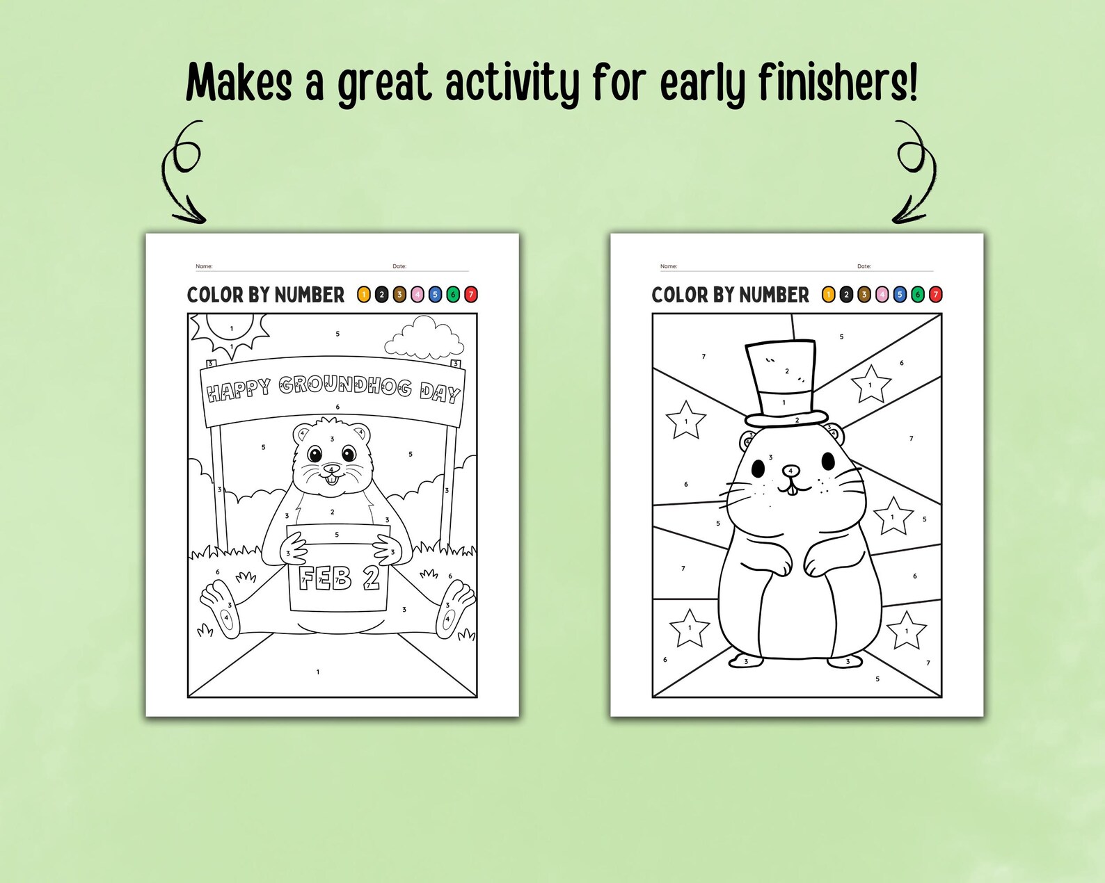 Groundhog Day Color by Number, Color by Number Easy, Coloring Pages ...