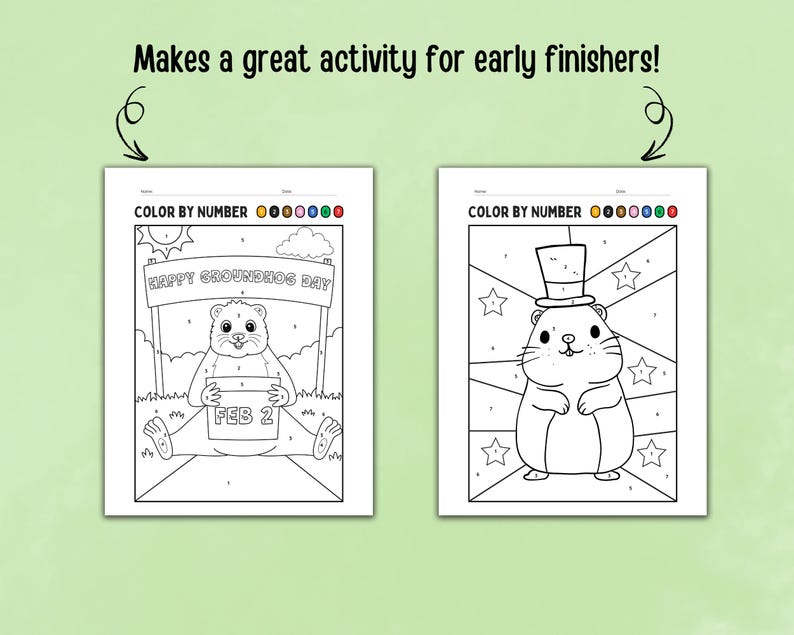 Groundhog Day Color by Number, Color by Number Easy, Coloring Pages ...