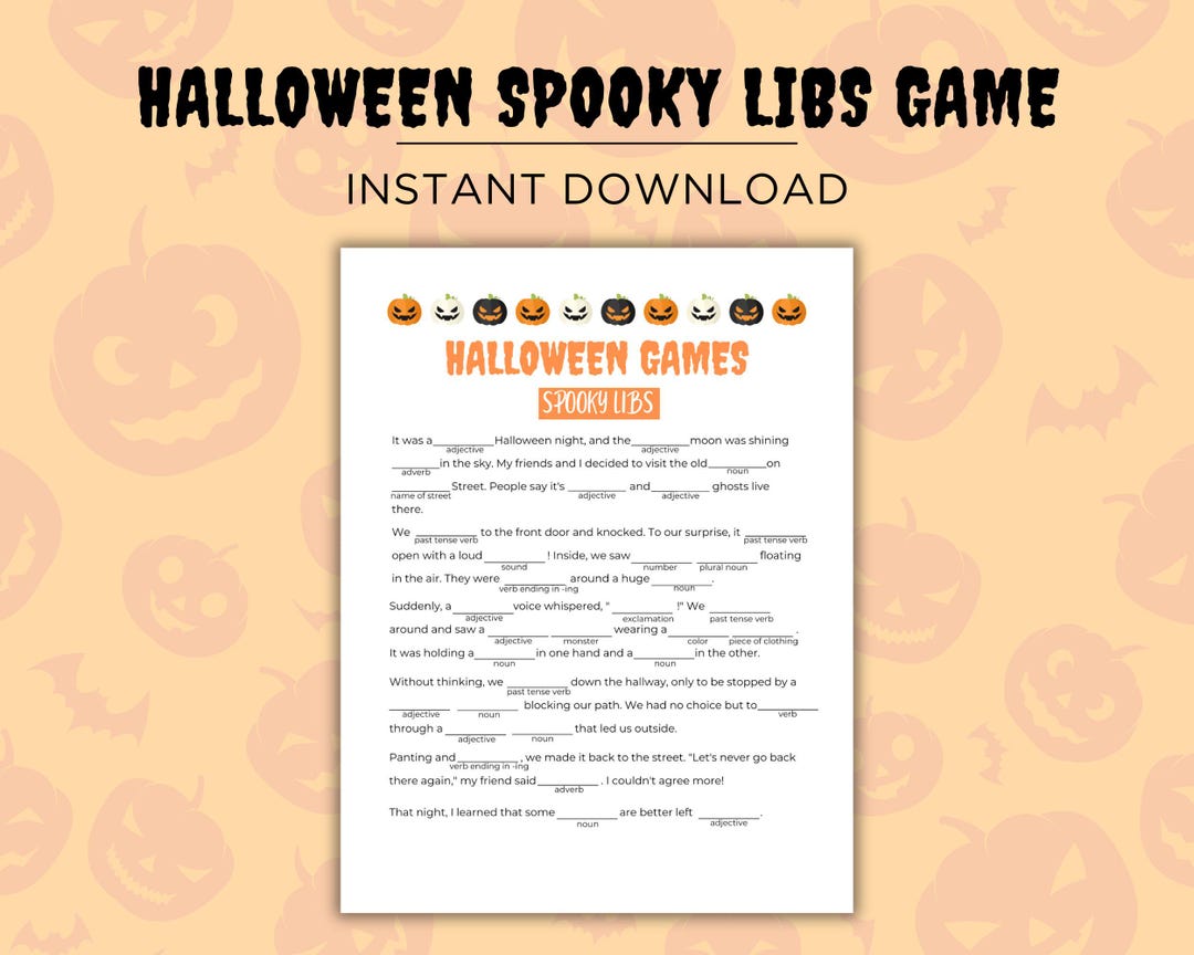Halloween Spooky Libs Game, Halloween Ad Libs, Halloween Fill in the ...