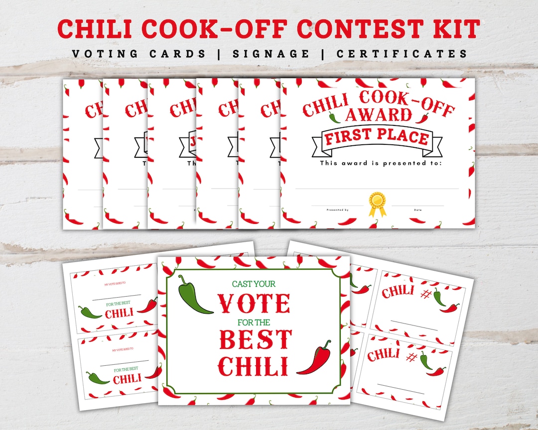 Chili Cook-off Contest Kit, Chili Cook off Award Certificates, Chili ...