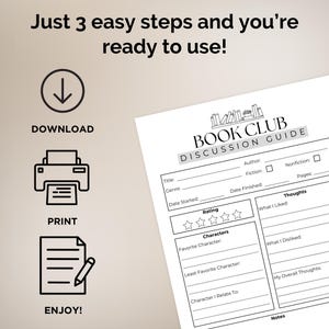 Book Club Discussion Guide, Book Review Guide, Book Club Printable ...