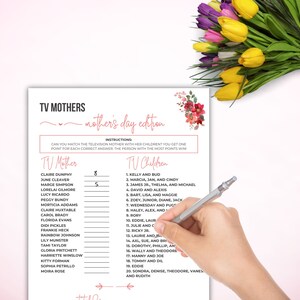 Mother's Day Television Mom Matching Game, Mother's Day Matching Game ...