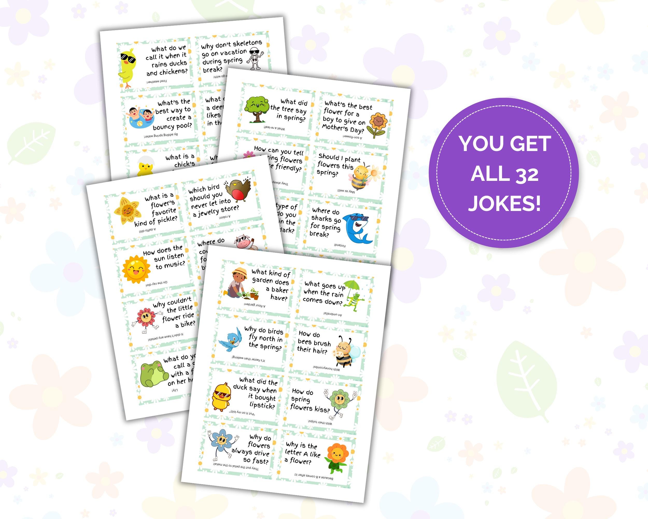 Spring Lunchbox Jokes, Lunchbox Notes, Kids Lunchbox Jokes, Printable ...