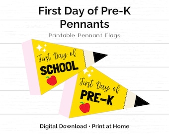 First Day of School Pennant Flags, Printable Back to School Flags, 1st ...