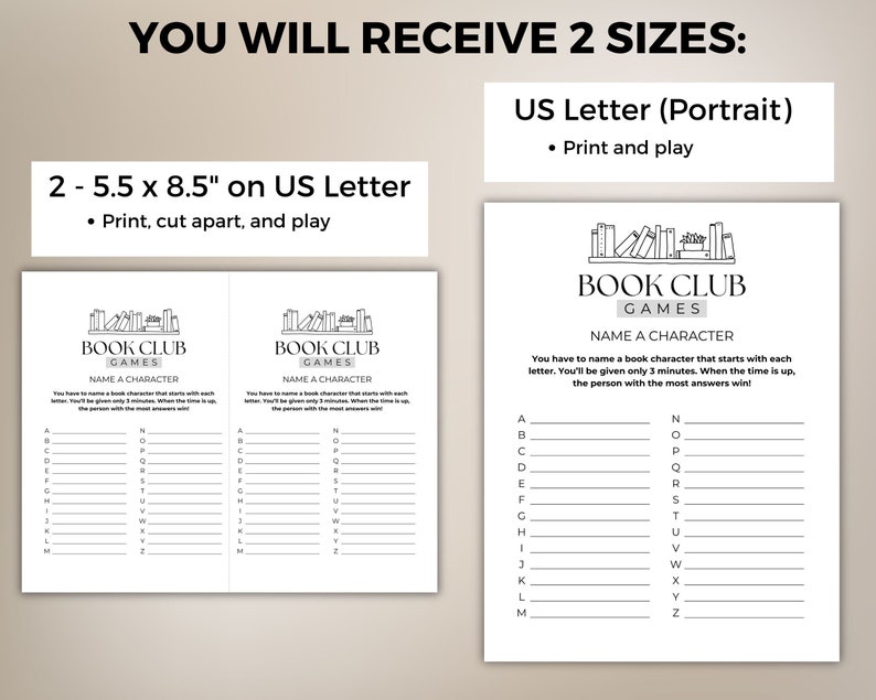 Book Club Name a Character Game, Book Club Icebreaker Game, Book Club ...