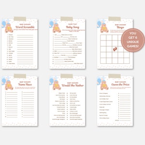 Teddy Bear Baby Shower Games, Teddy Bear Baby Shower Game Bundle, Teddy ...