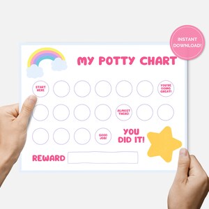 Rainbow and Star Potty Training Chart, Potty Training Chart Printable ...