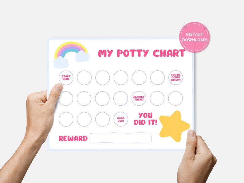 Rainbow and Star Potty Training Chart, Potty Training Chart Printable ...