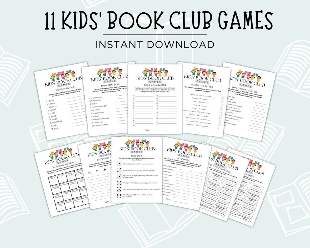 Kids Book Club Games, Kids Book Club Activities, Children's Book Club ...
