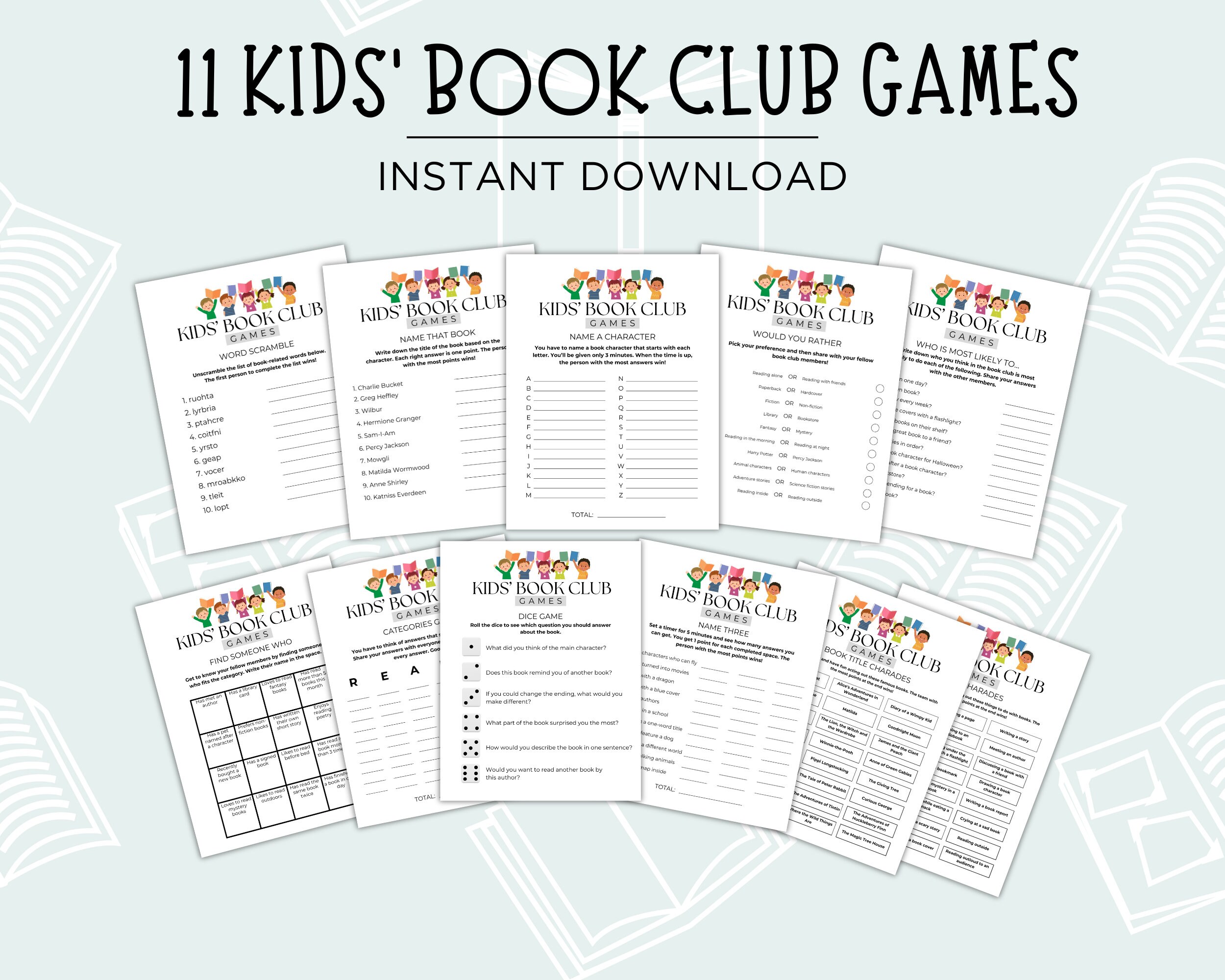 Kids Book Club Games, Kids Book Club Activities, Children's Book Club ...