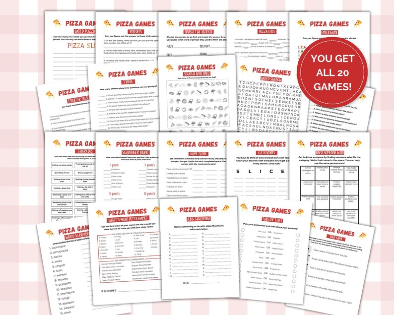 Pizza Games, Pizza Party Games, Baby Shower Games, Slumber Party Games ...