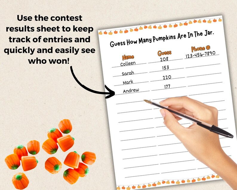 Guess How Many Candy Pumpkins in the Jar, Baby Shower Game, Kids ...