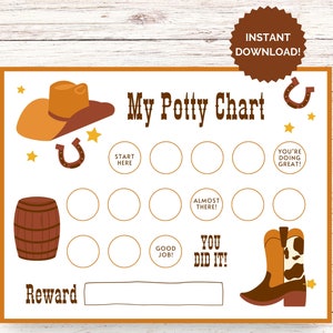 Cowboy Potty Training Chart, Potty Training Chart Printable, Potty ...