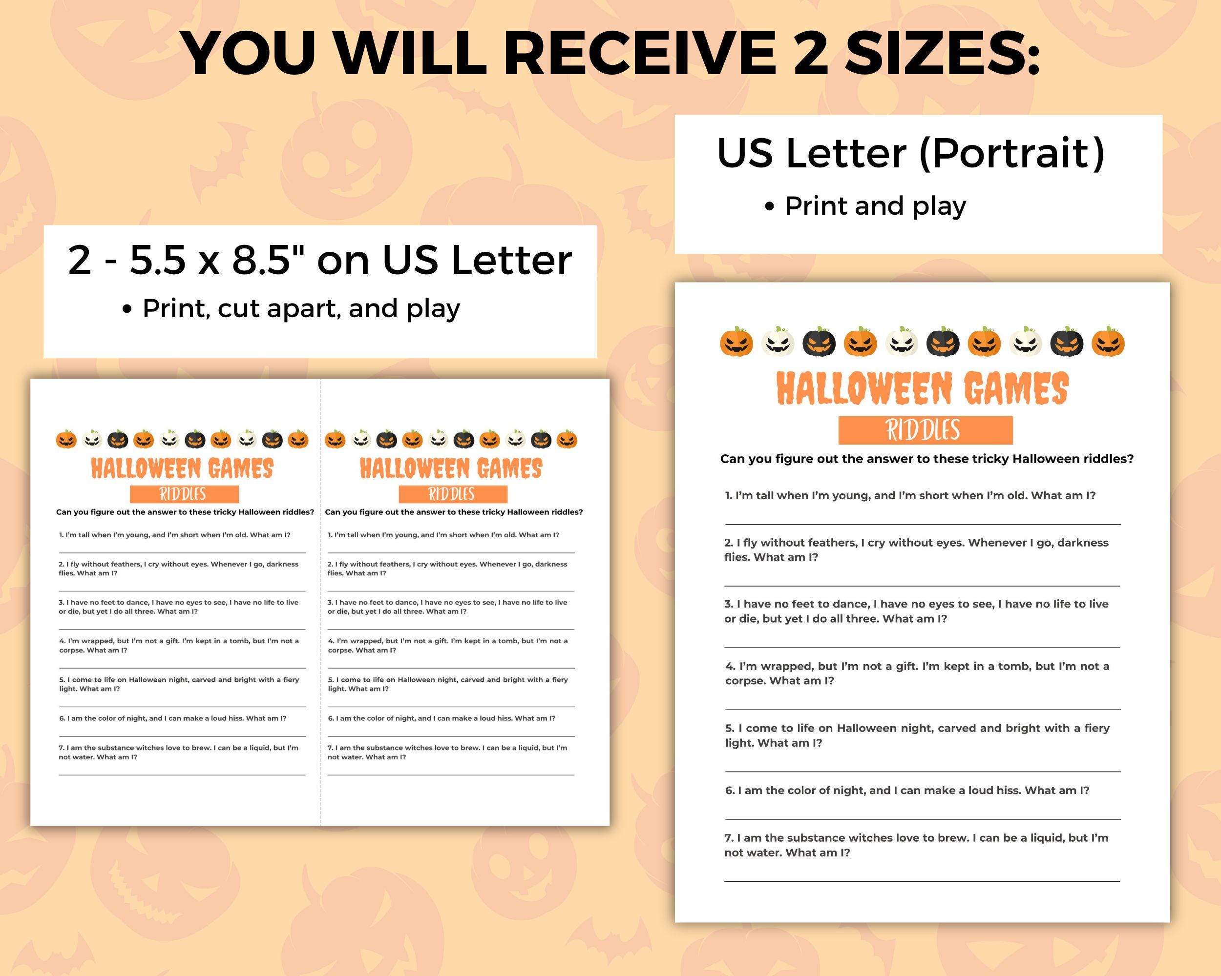 Halloween Riddles, Halloween Riddle Me This, Halloween Game, Halloween ...