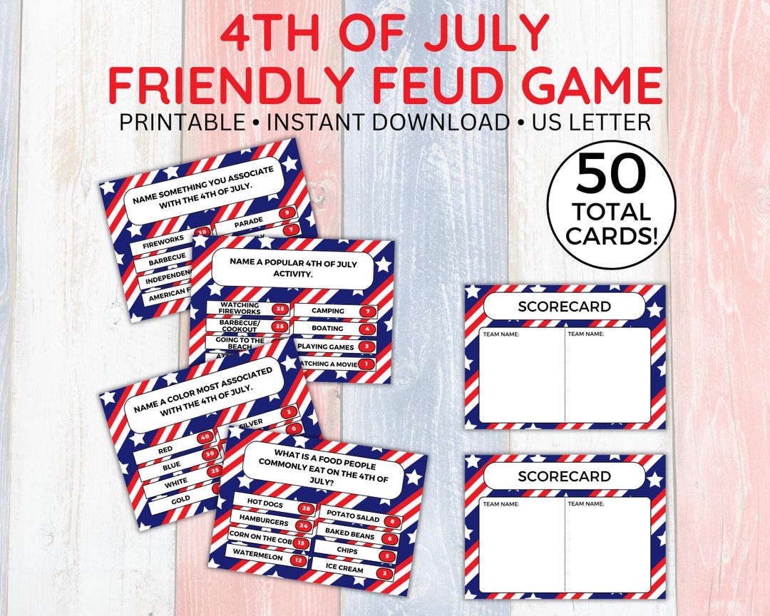 4th of July Friendly Feud, 4th of July Feud, Friendly Feud Game, 4th of ...
