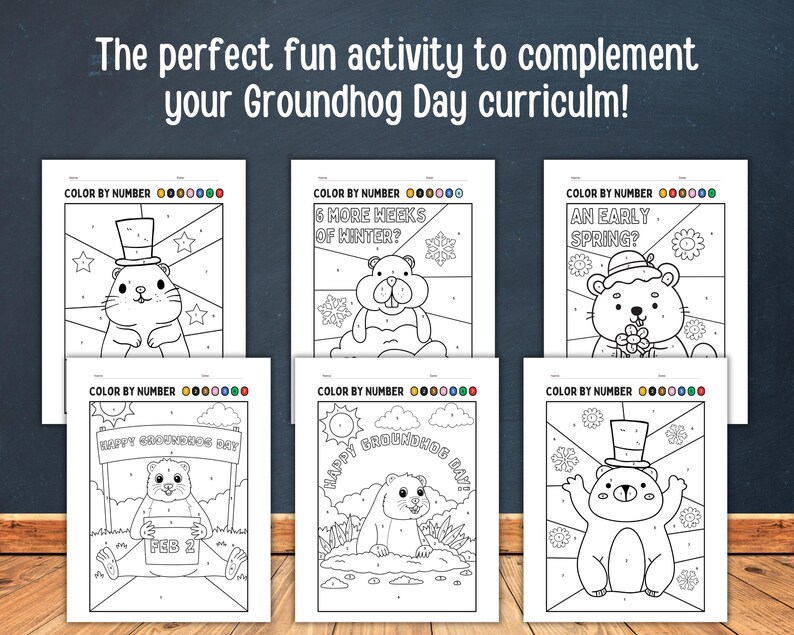 Groundhog Day Color by Number, Color by Number Easy, Coloring Pages ...