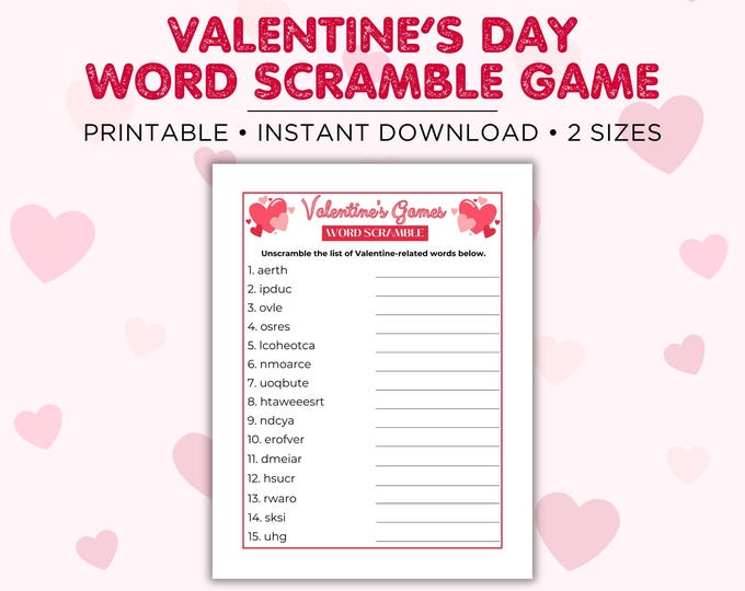 Word Scramble Game Valentines | Valentines Word Scramble Game ...