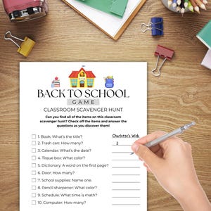 Back to School Classroom Scavenger Hunt, Classroom Treasure Hunt, Back ...