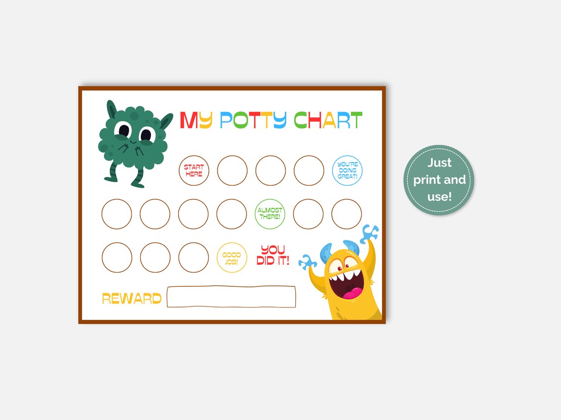 Happy Monster Potty Training Chart, Potty Training Chart Printable ...