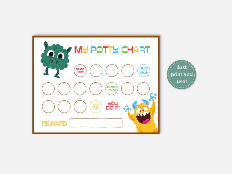 Happy Monster Potty Training Chart, Potty Training Chart Printable ...