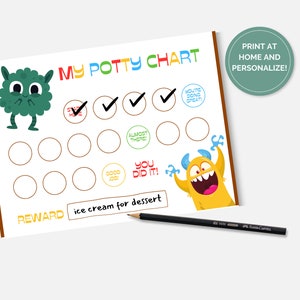 Happy Monster Potty Training Chart, Potty Training Chart Printable ...