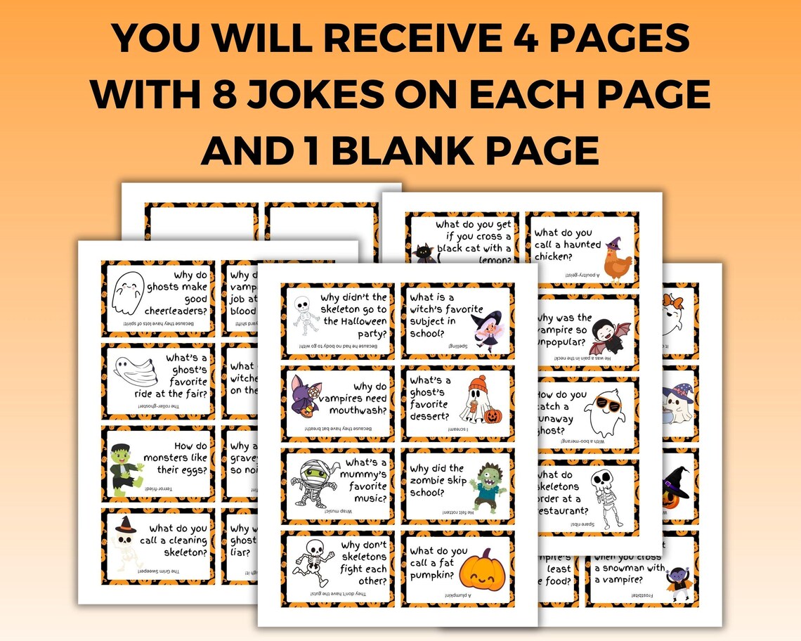 Halloween Lunchbox Jokes, Lunch Box Notes, Printable Lunch Notes for ...