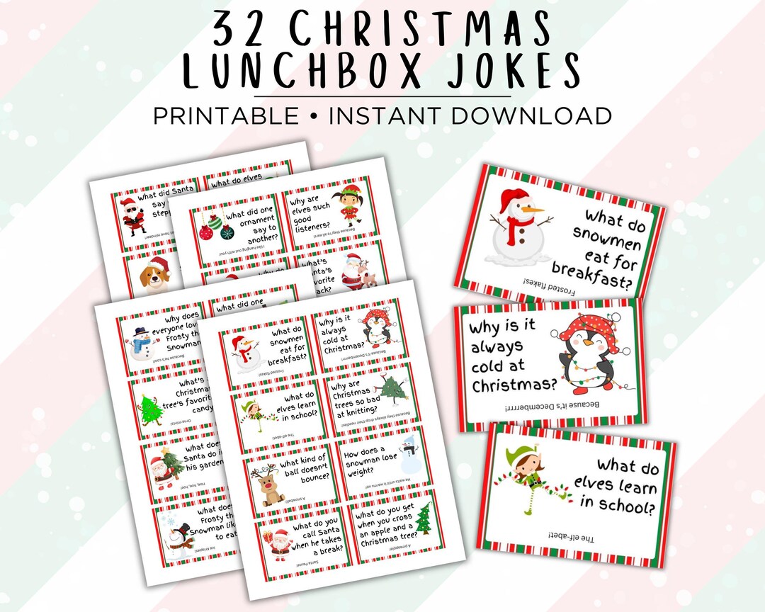 Christmas Lunchbox Jokes, Lunch Box Notes, Printable Lunch Notes for ...