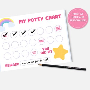 Rainbow and Star Potty Training Chart, Potty Training Chart Printable ...