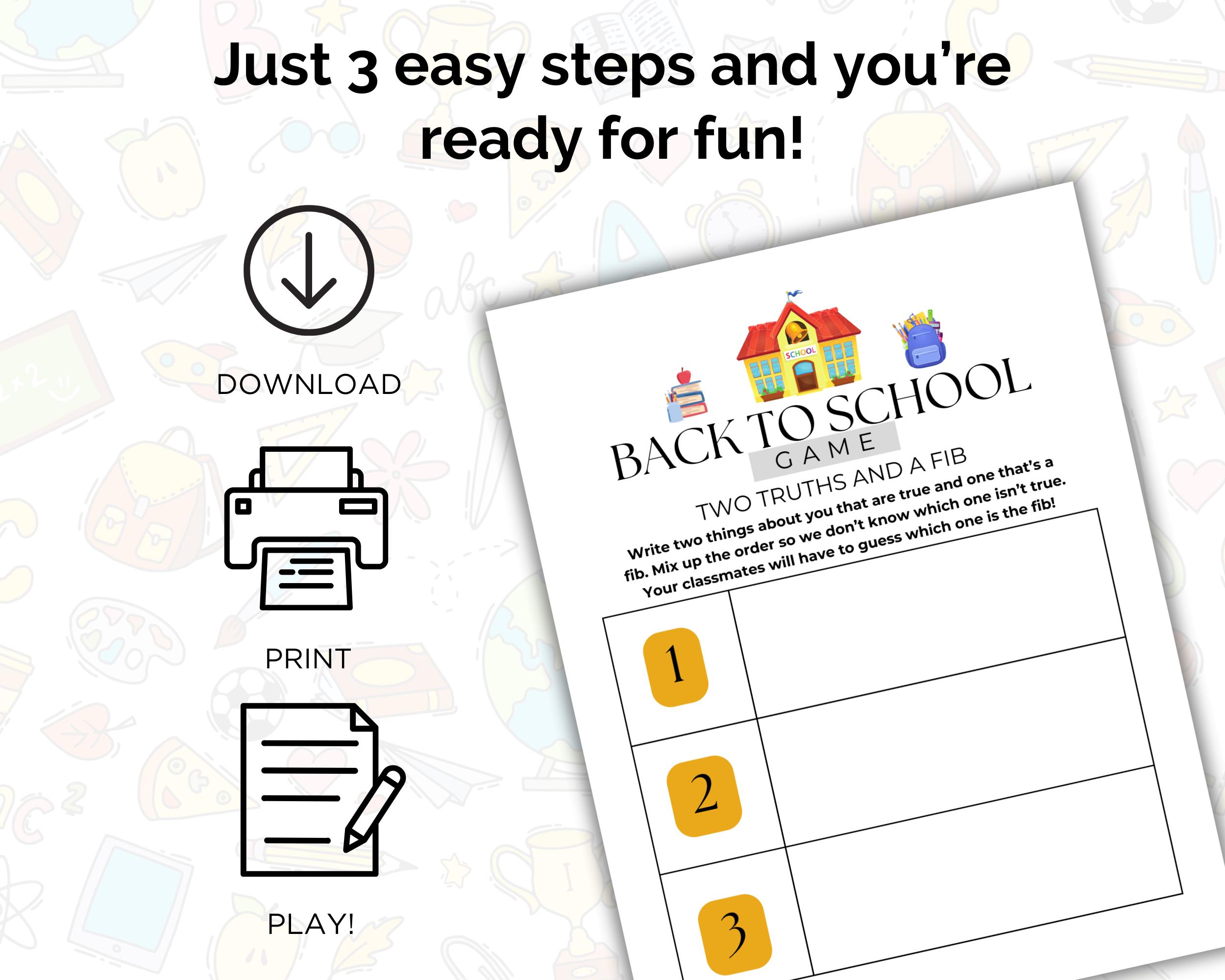 Two Truths and a Fib Game for Kids, Two Truths and a Lie, Back to ...