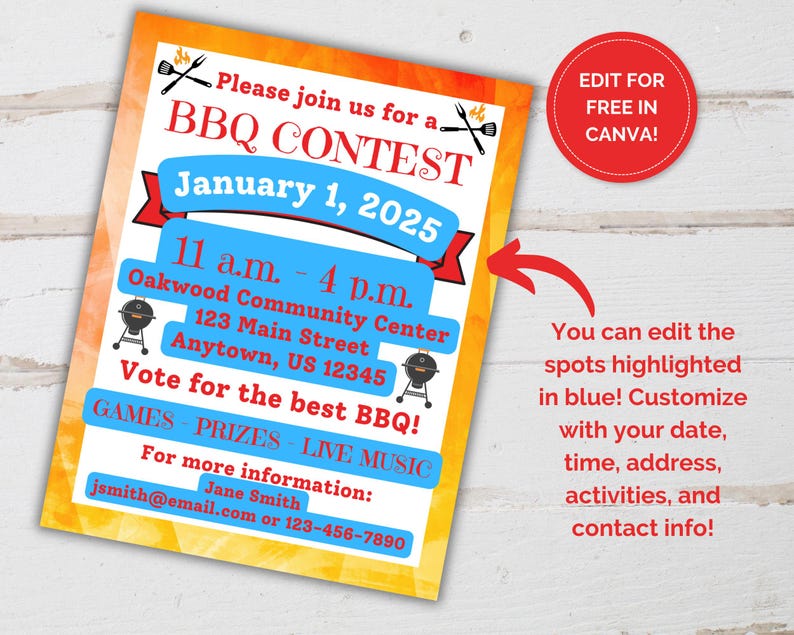 BBQ Contest Flyer, Editable Flyer, BBQ Party Flyer, BBQ Flyer Template ...
