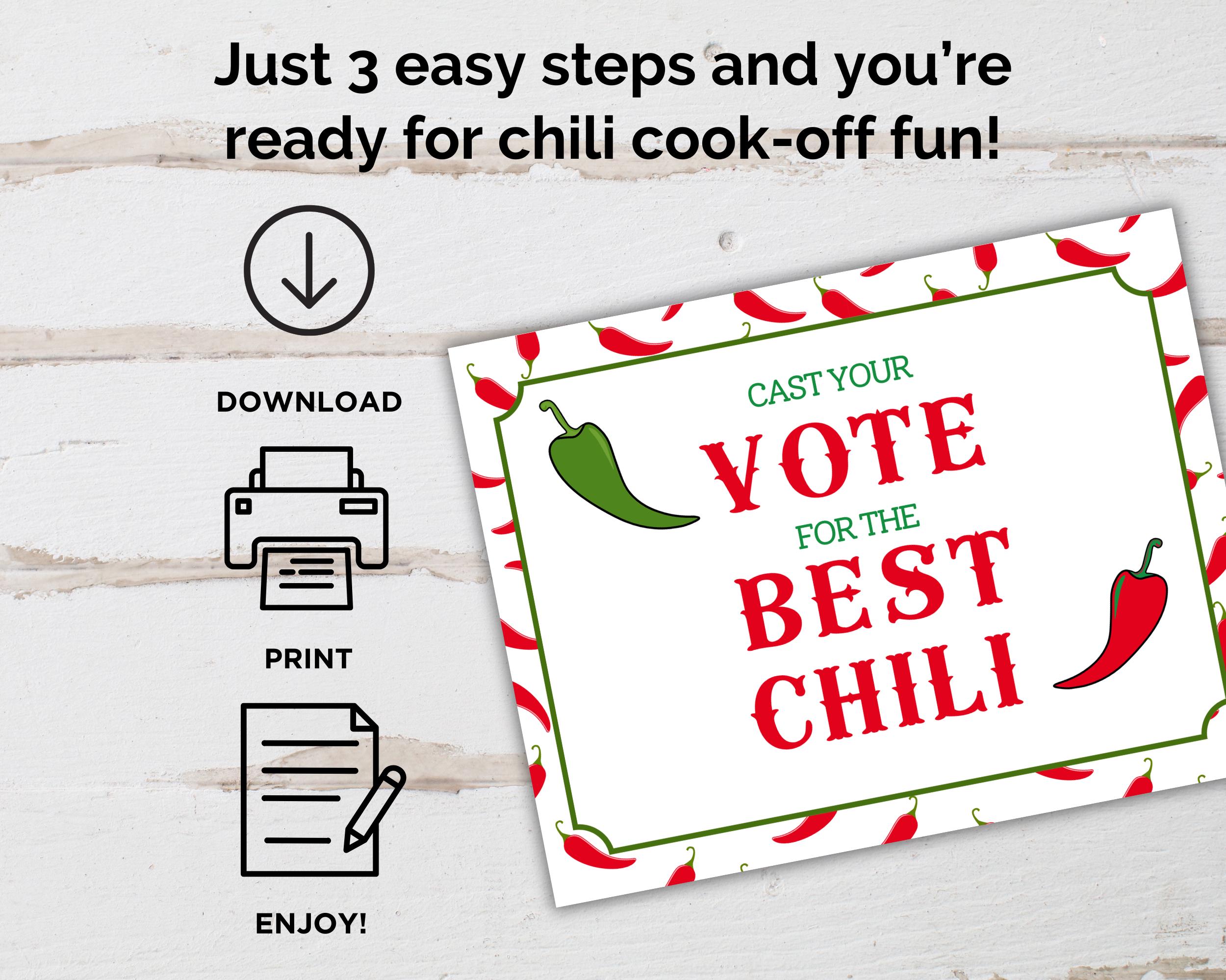 Chili Cook-off Contest Kit, Chili Cook off Award Certificates, Chili ...