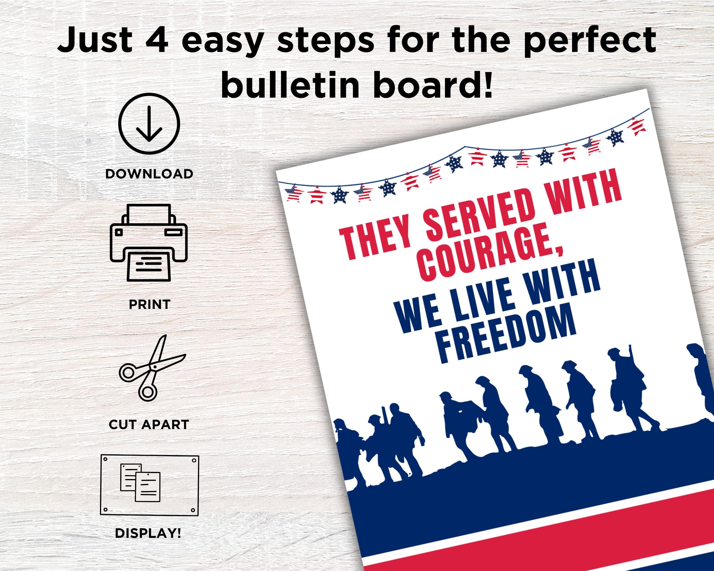 Veterans Day Bulletin Board Kit, Veterans Day Decor, November Bulletin ...