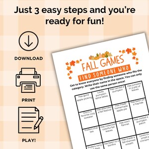Fall Find Someone Who Game, Fall Find the Guest Bingo, Printable Fall ...