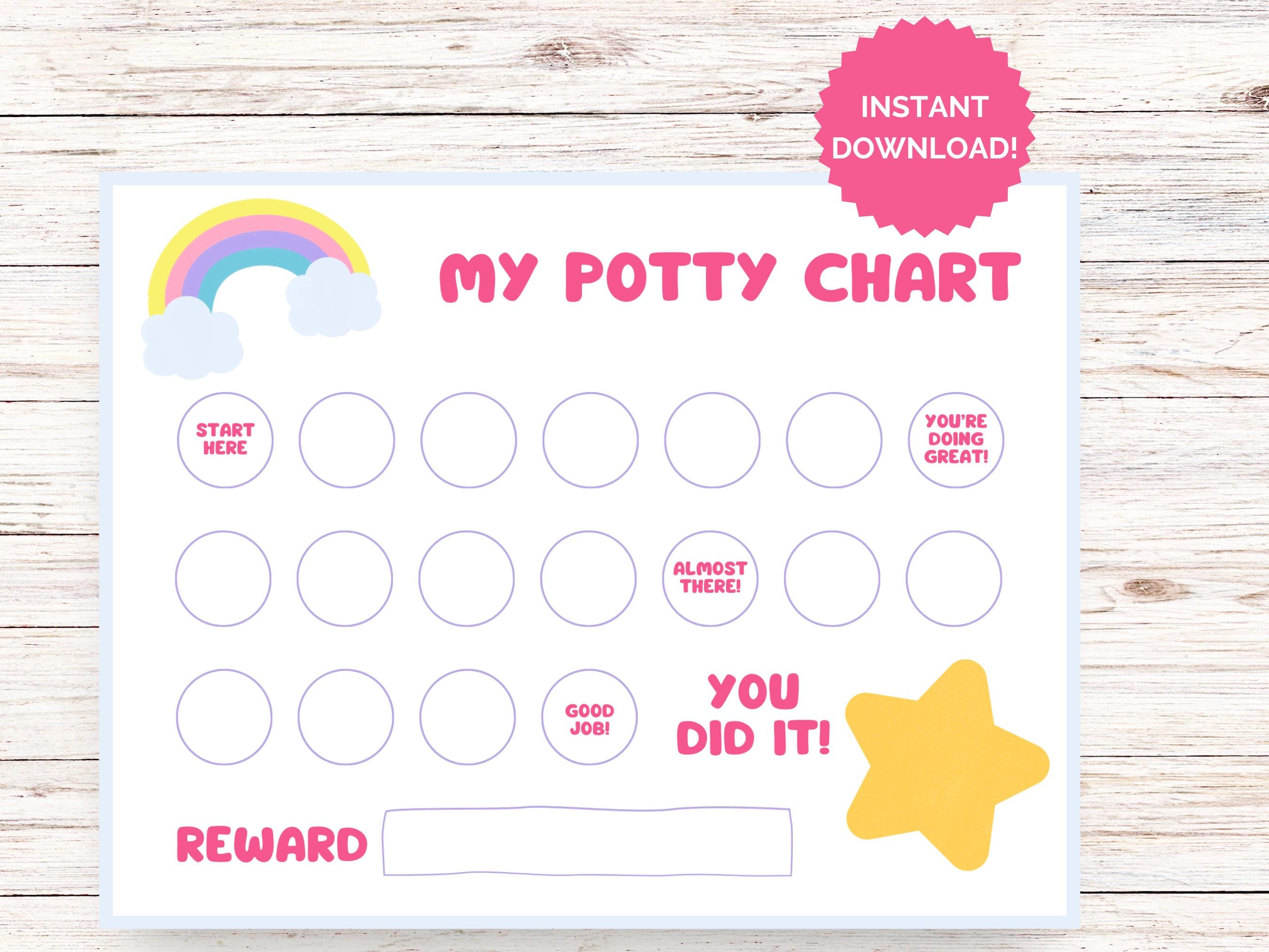 Rainbow and Star Potty Training Chart, Potty Training Chart Printable ...