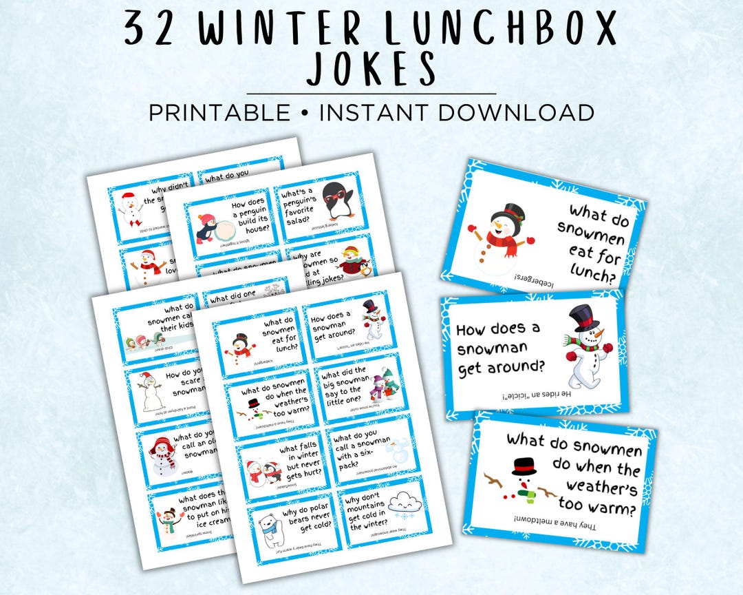 Winter Lunchbox Jokes, Lunch Box Notes, Printable Lunch Notes for Kids ...