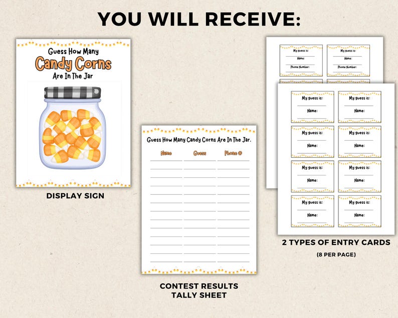 Candy Corn Guessing Game, Printable Guess How Many Candy Corns in a Jar ...