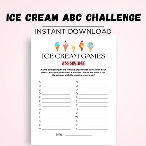 Ice Cream ABC Challenge Game, Ice Cream Game, Ice Cream Activity, Ice ...