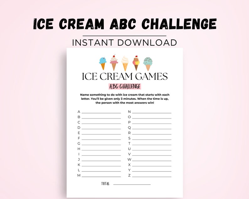 Ice Cream ABC Challenge Game, Ice Cream Game, Ice Cream Activity, Ice ...