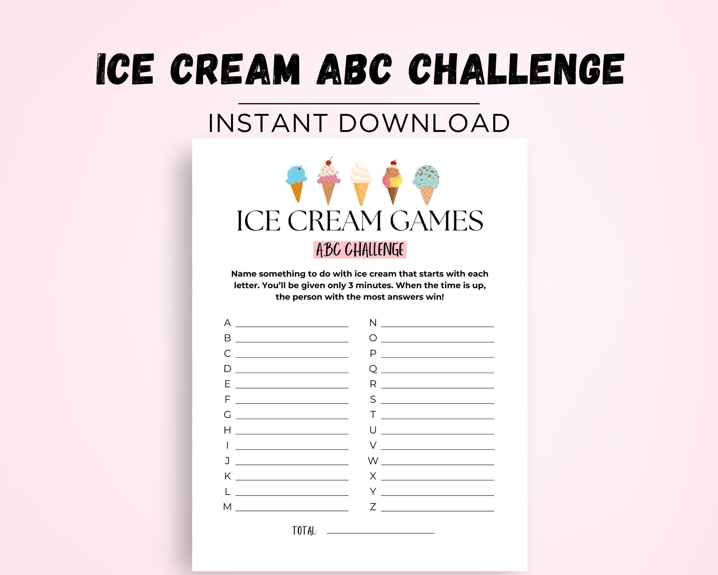 Ice Cream ABC Challenge Game, Ice Cream Game, Ice Cream Activity, Ice ...