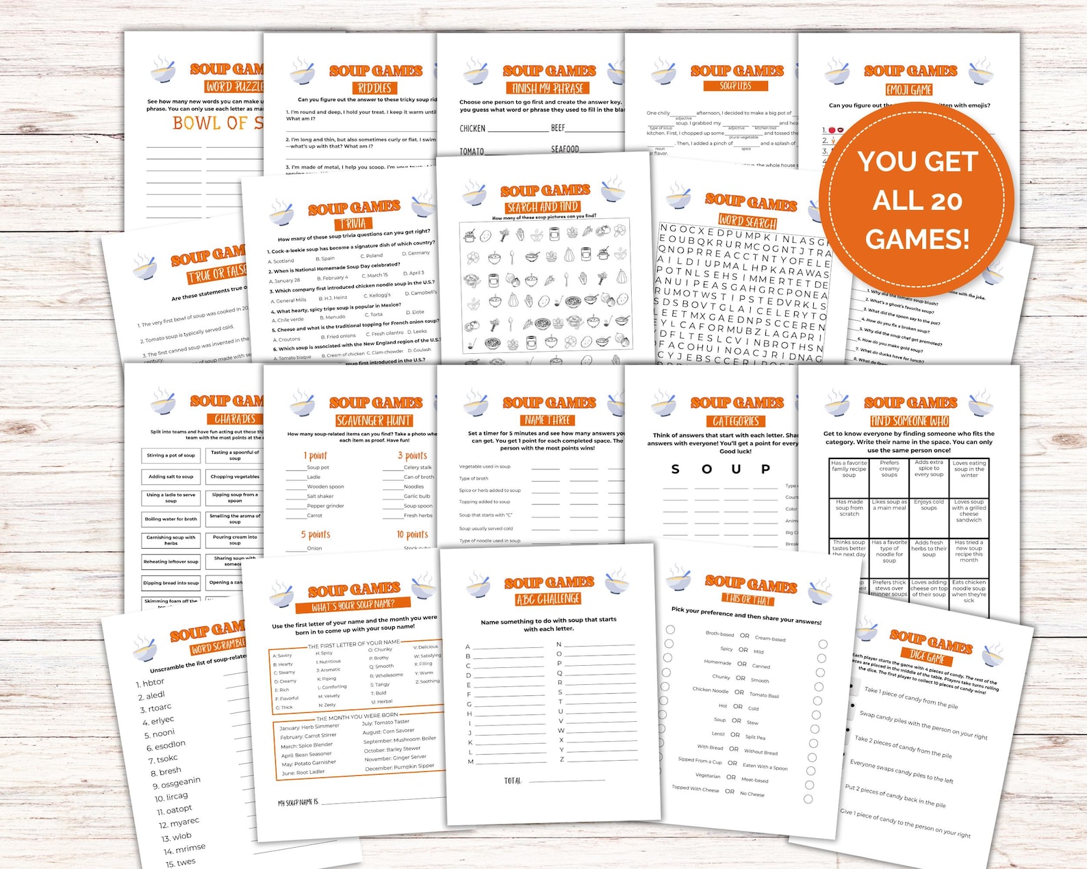 Soup Games, Soup Party Games, Souper Bowl Games, Soup Theme Party ...